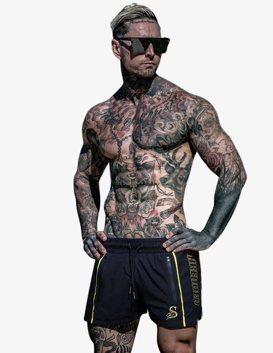 Quads Surge Lifting Shorts Black/Yellow - Gym | Guru Muscle