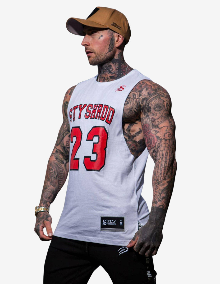Basketball Muscle Tank top White | Stay Shredded | Guru Muscle